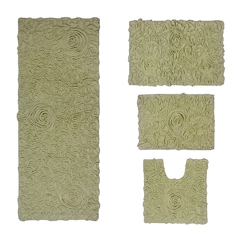 Click here for Home Weavers Bell Flower 4-Pc. Bath Rug Set - Gree... prices
