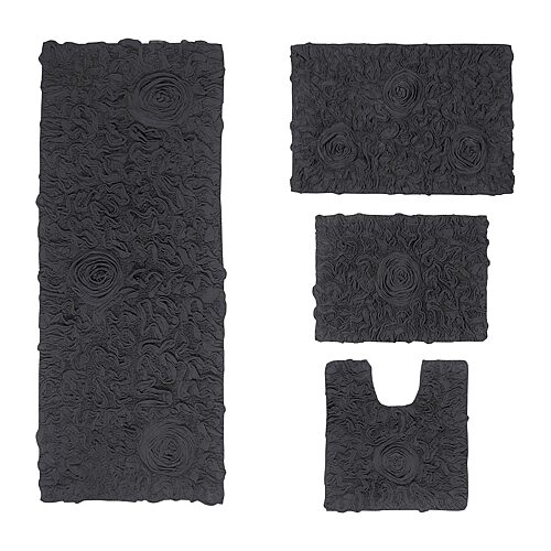 Click here for Home Weavers Bell Flower 4-Pc. Bath Rug Set - Grey prices