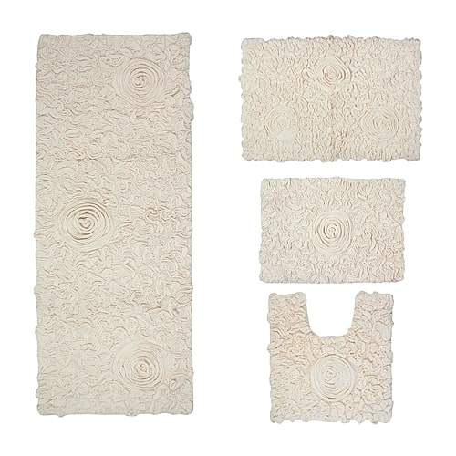 Home Weavers Bell Flower 4-Pc. Bath Rug Set - Natural