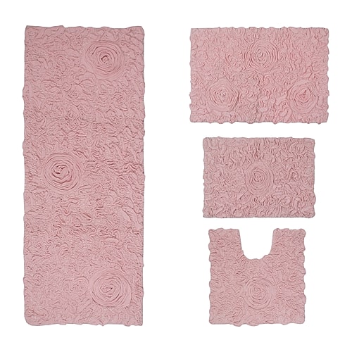 Home Weavers Bell Flower 4-Pc. Bath Rug Set - Pink