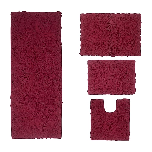 Home Weavers Bell Flower 4-Pc. Bath Rug Set - Red