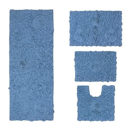 Click here for Home Weavers Bell Flower 4-Pc. Bath Rug Set - Sky... prices