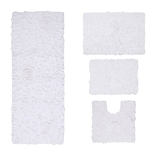Click here for Home Weavers Bell Flower 4-Pc. Bath Rug Set - Whit... prices
