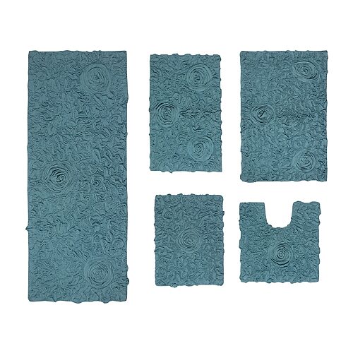 Home Weavers Bell Flower 5-Pc. Bath Rug Set - Blue