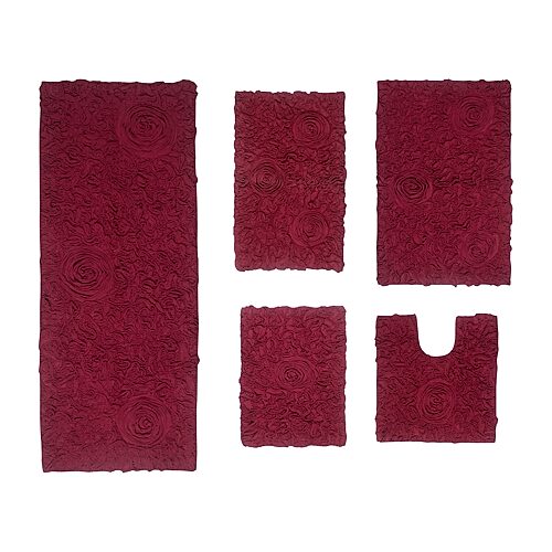 Click here for Home Weavers Bell Flower 5-Pc. Bath Rug Set - Red prices