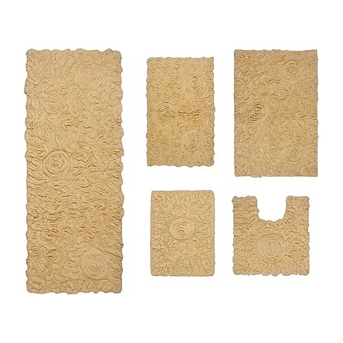 Home Weavers Bell Flower 5-Pc. Bath Rug Set - Butter