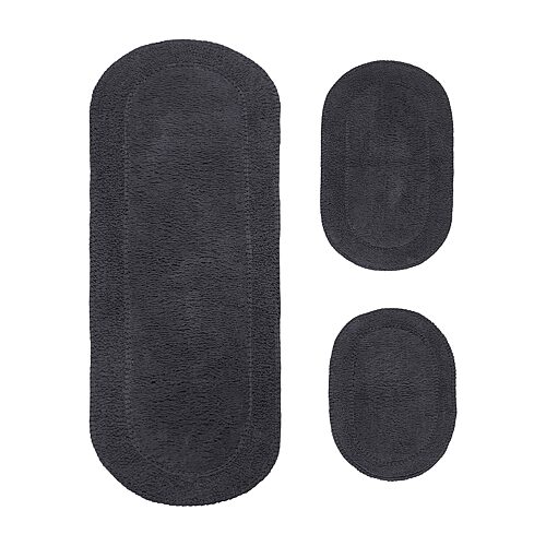 Home Weavers Double Ruffle 3-Pc. Bath Rug Set - Grey