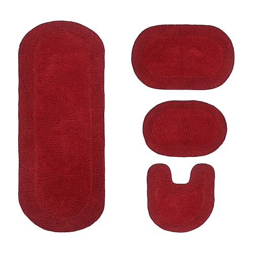 Home Weavers Double Ruffle 4-Pc. Bath Rug Set - Red