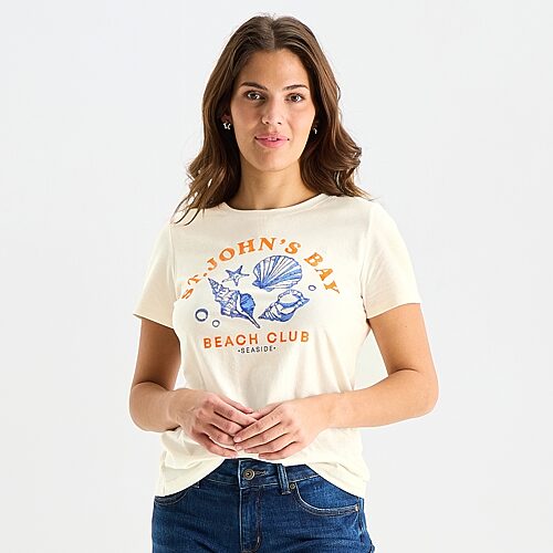 Click here for St. Johns Bay Womens Crew Neck Short Sleeve Regula... prices