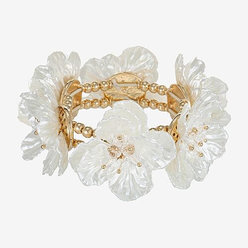 Click here for Bijoux Bar Gold Tone Womens Flower Stretch Bracele... prices