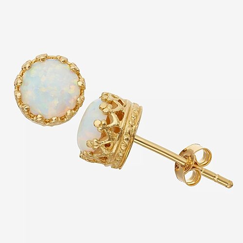 Click here for Lab Created White Opal 14K Gold Over Silver 7mm St... prices