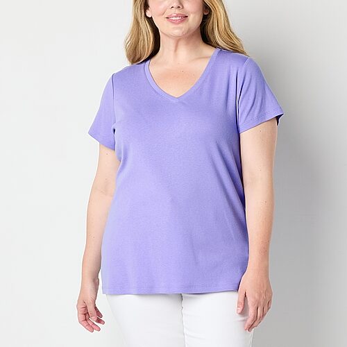 Click here for St. Johns Bay Womens V Neck Short Sleeve Plus T-Sh... prices