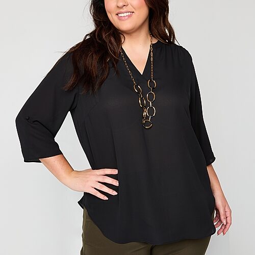 Click here for Worthington Womens Plus Split Crew Neck 3/4 Sleeve... prices