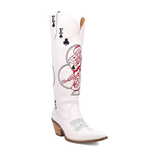 Click here for Dingo Womens King Of Clubs Leather Boot - White prices