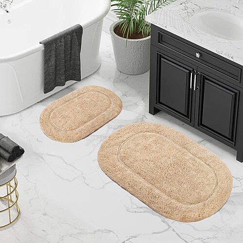 Click here for Superior Oval Solid Non-Skid Washable Cotton 2-Pc.... prices
