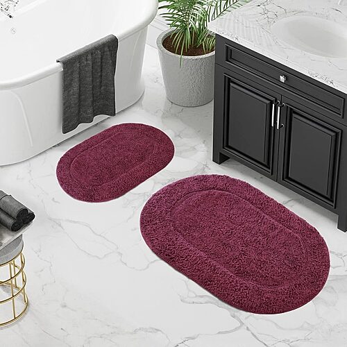 Click here for SUPERIOR Oval Cotton 2-Pc Bath Rug  One Size  Purp... prices