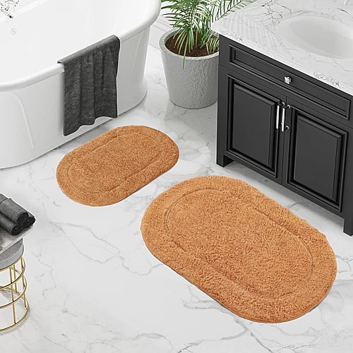 Click here for Superior Oval Solid Non-Skid Washable Cotton 2-Pc.... prices