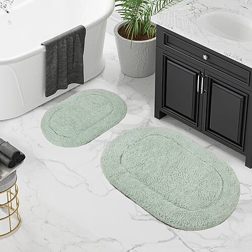 Click here for Superior Oval Solid Non-Skid Washable Cotton 2-Pc.... prices