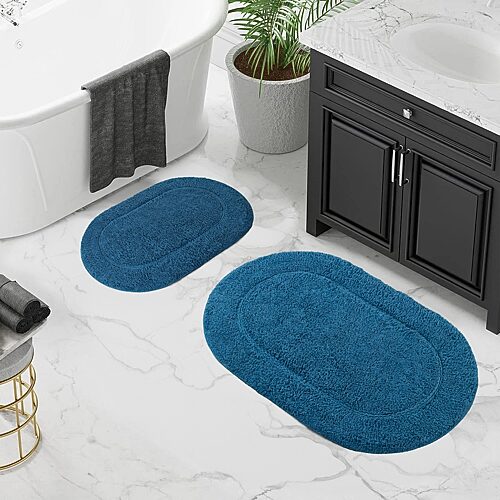 Click here for Superior Oval Solid Non-Skid Washable Cotton 2-Pc.... prices
