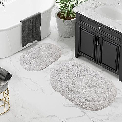 Click here for Superior Oval Solid Non-Skid Washable Cotton 2-Pc.... prices