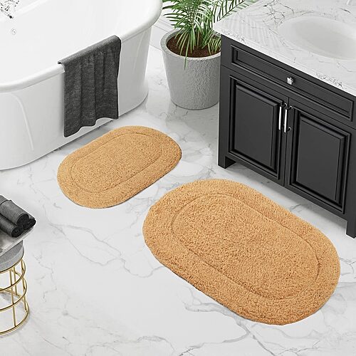 Click here for SUPERIOR Oval Cotton 2-Pc Bath Rug  One Size  Brow... prices