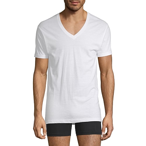 Click here for Stafford Dry + Cool Mens 4 Pack Short Sleeve V Nec... prices