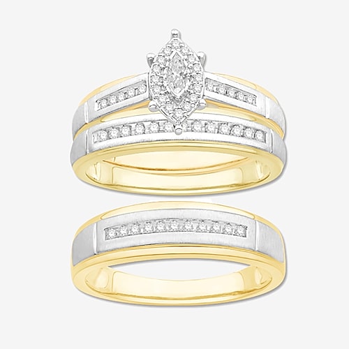 Click here for 3PC His and Hers Trio Wedding Set Featuring 1/3 CT... prices