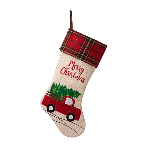 Click here for Glitzhome Embroidered Linen Red Truck Christmas St... prices