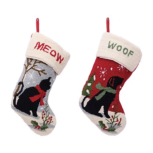 Click here for Glitzhome 20 Cat & Dog Hooked Christmas Stocking -... prices
