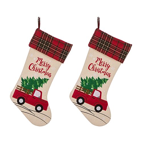 Click here for Glitzhome 21 Embroidered Christmas Stocking - Set... prices