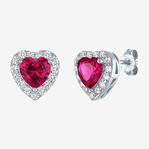 Click here for Lab Created Red Ruby Sterling Silver 10mm Heart St... prices
