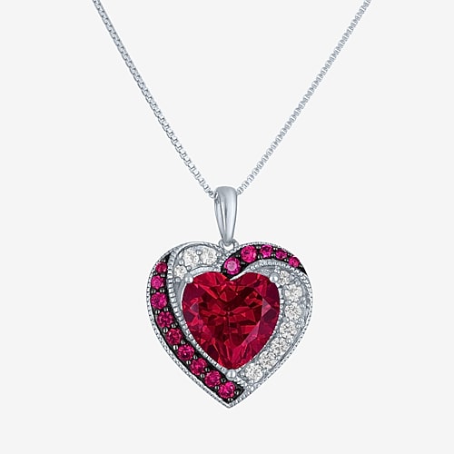 Click here for Womens Lab Created Red Ruby Sterling Silver Heart... prices