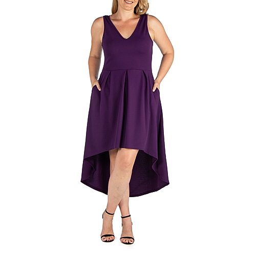Click here for 24seven Comfort Apparel Womens Plus Midi V Neck Sl... prices