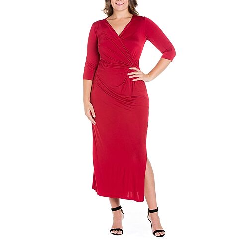 Click here for 24seven Comfort Apparel Womens Plus V Neck 3/4 Sle... prices