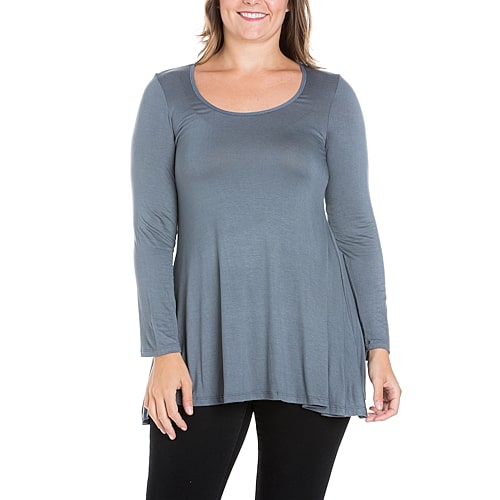 Click here for 24seven Comfort Apparel Plus Womens Round Neck Lon... prices