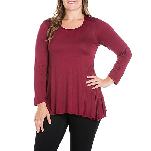 Click here for 24seven Comfort Apparel Plus Womens Round Neck Lon... prices