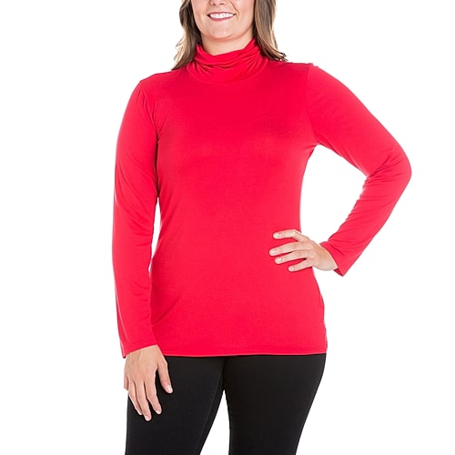 Click here for 24seven Comfort Apparel Plus Womens Turtleneck Lon... prices