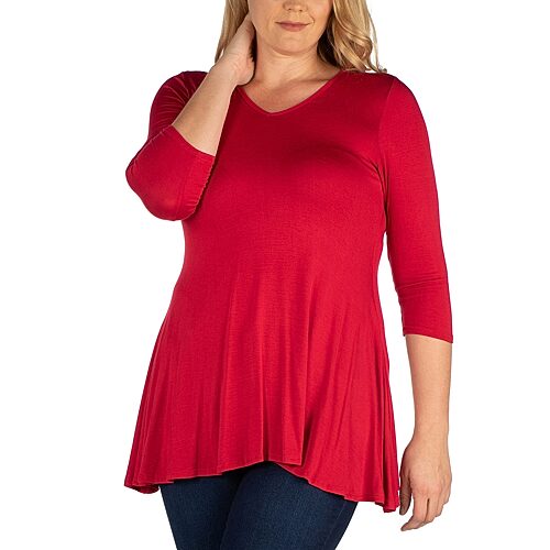 Click here for 24seven Comfort Apparel Plus Womens V Neck 3/4 Sle... prices
