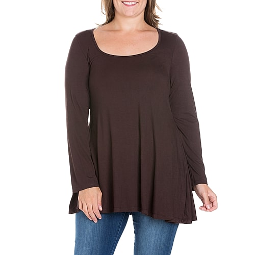 Click here for 24seven Comfort Apparel Plus Womens Round Neck Lon... prices