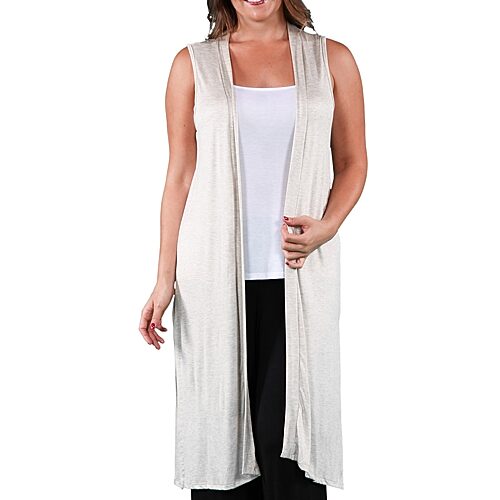 24seven Comfort Apparel Womens Plus Midweight Softshell Vest Jacket  3x  Beige