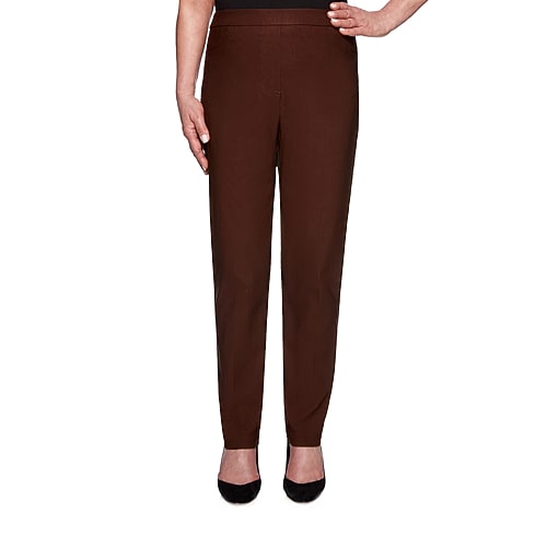 Alfred Dunner Classics Womens Allure Stretch Pant  6 Petite  Brown
