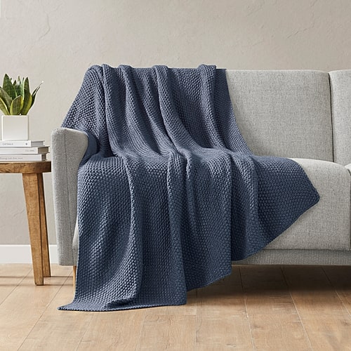 Ink+Ivy Bree Knit Throw  50 x 60 - Indigo