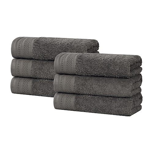 SUPERIOR Honeycomb Collection | 100 Combed Cotton 6-pc. Solid Hand Towel  One Size  Gray