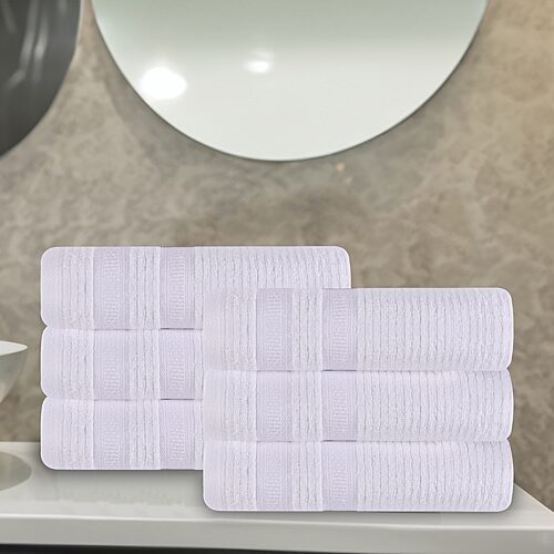SUPERIOR Brea Collection | 100 Cotton 6-pc. Solid Hand Towel  One Size  White