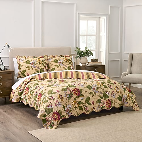 Click here for Waverly Laurel Spring Cotton 3-Pc. Quilt Set  Quee... prices