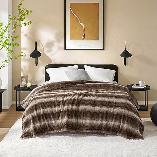 Click here for Madison Park Zuri Faux Fur Blanket  King - Blush... prices