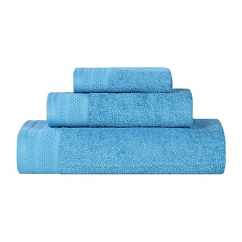 SUPERIOR Honeycomb Collection | 100 Combed Cotton 3-pc. Quick Dry Bath Towel Set  One Size  Blue