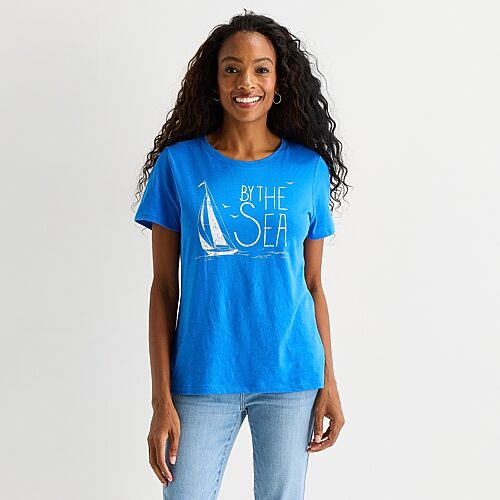 Click here for St. Johns Bay Womens Crew Neck Short Sleeve Regula... prices