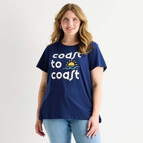 Click here for St. Johns Bay Womens Plus Crew Neck Short Sleeve R... prices