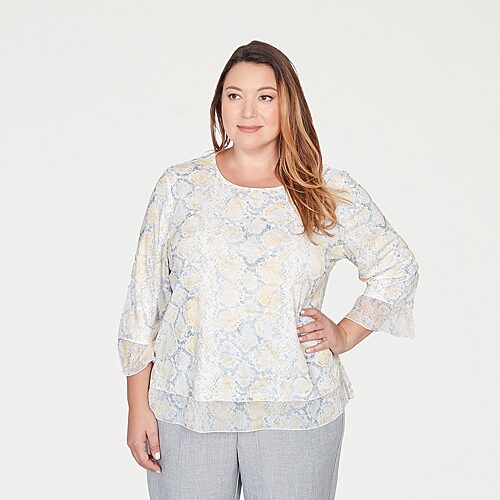 Click here for Alfred Dunner Al Fresco Womens Plus Crew Neck 3/4... prices